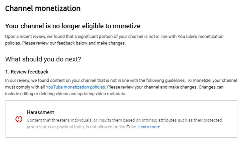 YouTube demonetizes commentary channel AugieRFC for “harassment”